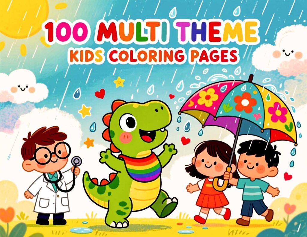 100 Multi Theme Kids Coloring Pages - ebooksheap.com